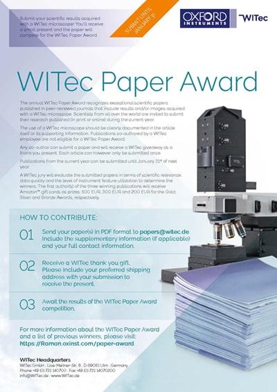 ペーパーアワード大賞募集 - WITec Raman Imaging - オックスフォード・インストゥルメンツ